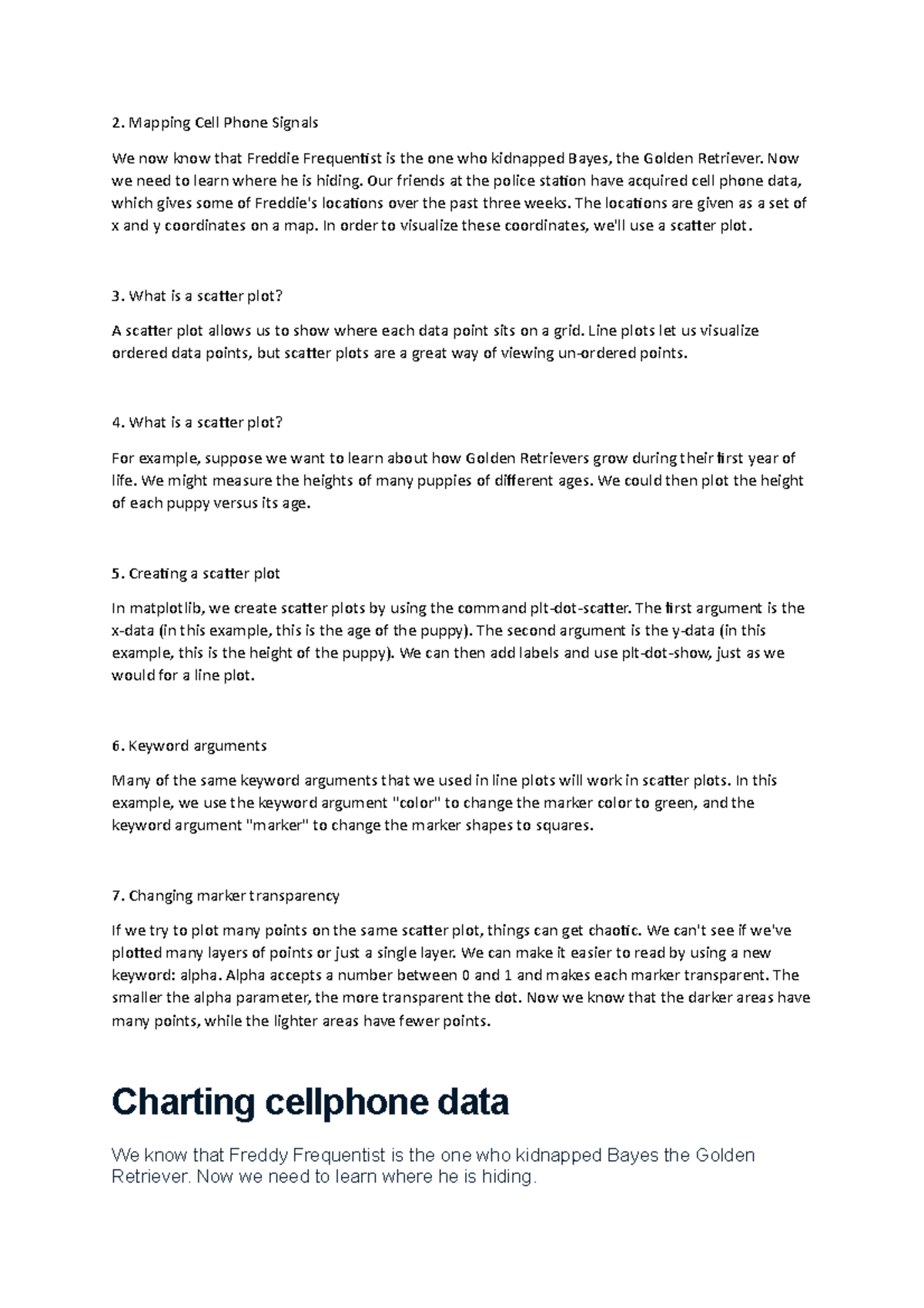 Scatter plots - Mapping Cell Phone Signals We now know that Freddie ...
