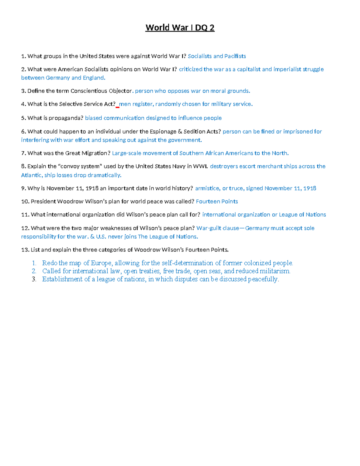 WWI DQ2 - unsure - World War I DQ 2 1. What groups in the United States ...