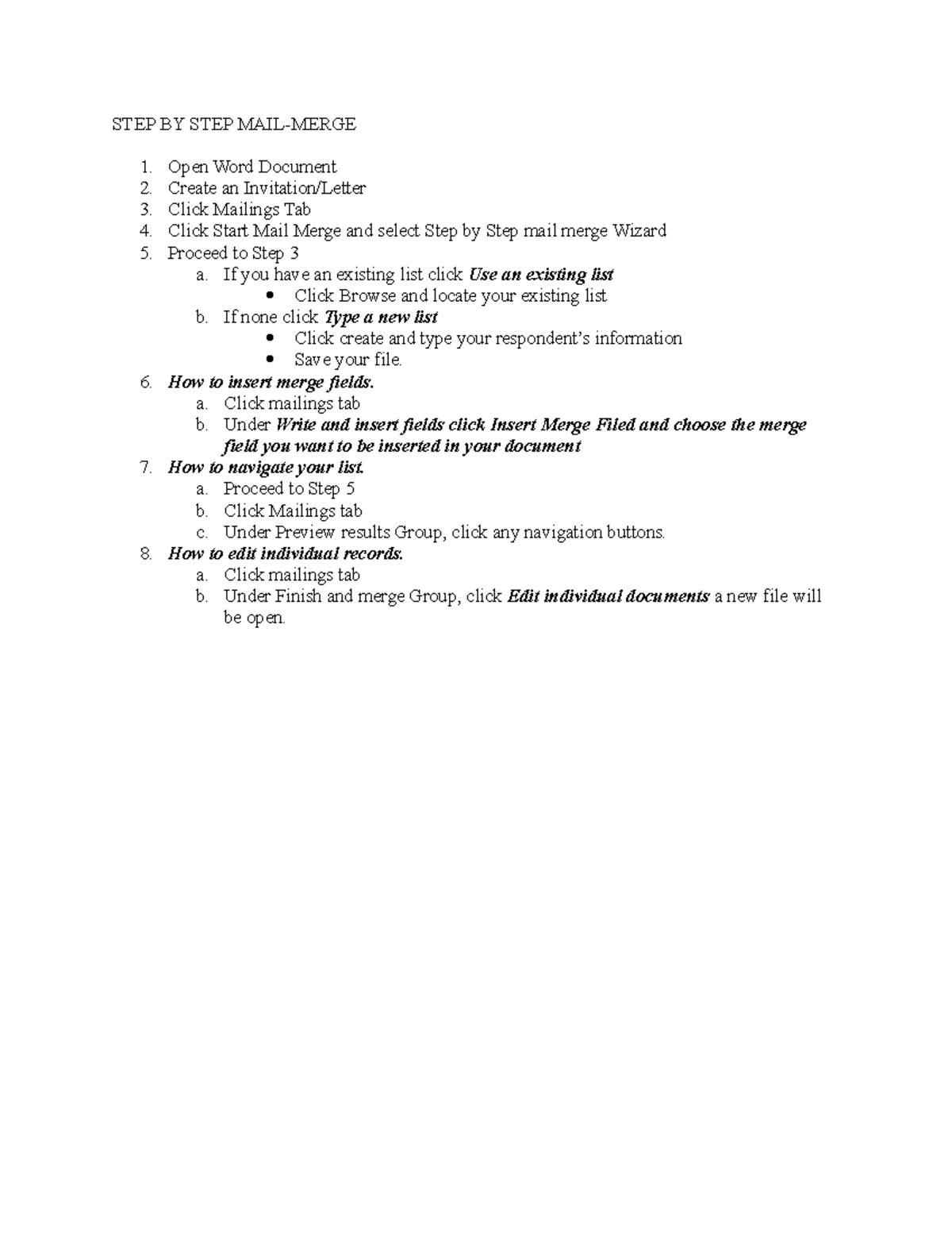 STEP BY STEP MAIL 2 - step by step mail merge - STEP BY STEP MAIL-MERGE ...