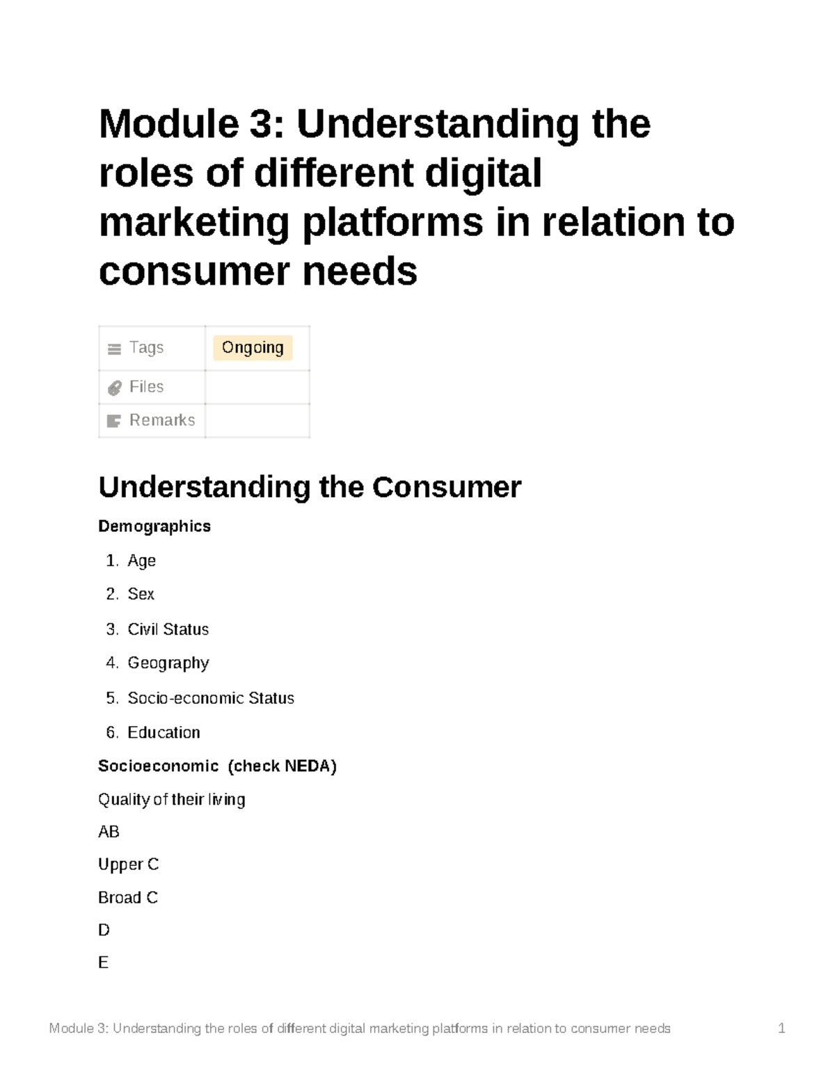 Module 3 Understanding the roles of different digital marketing ...