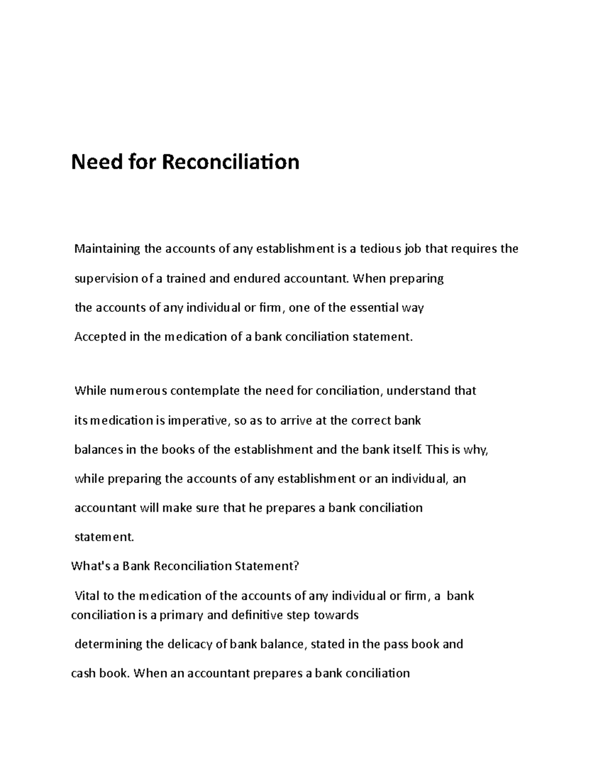 Need for Reconciliation - Need for Reconciliation Maintaining the ...