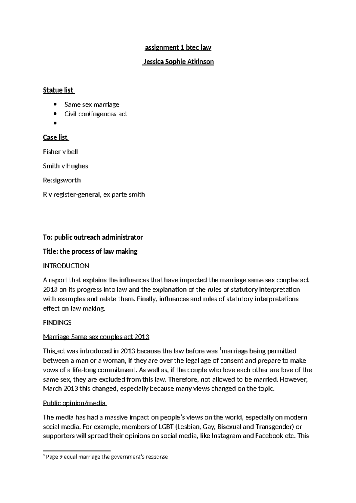 Assignment 1 btec law unit 2 - assignment 1 btec law Jessica Sophie ...