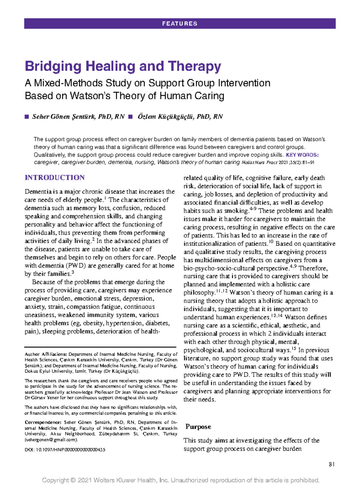 Bridging Healing and Therapy A Mixed-Methods Study on Support Group Intervention Based on Watson ...