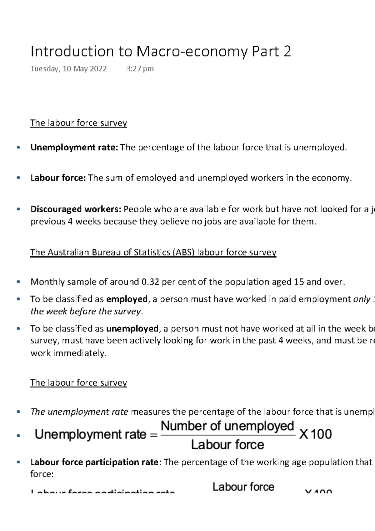Introduction to Macro-economy Part 2 - The labour force survey ...