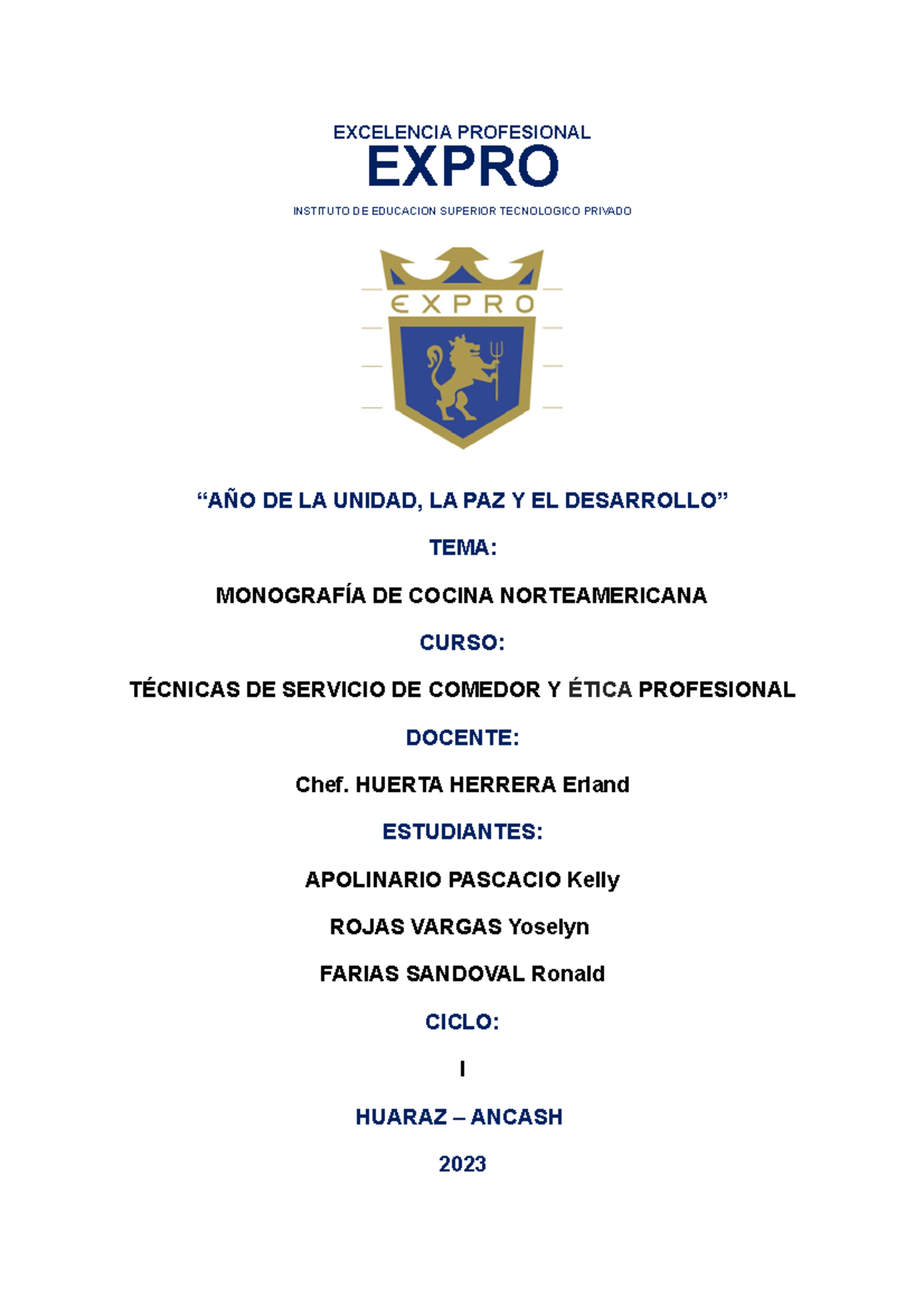 Recetas norteamericana - EXCELENCIA PROFESIONAL EXPRO INSTITUTO DE EDUCACION SUPERIOR ...