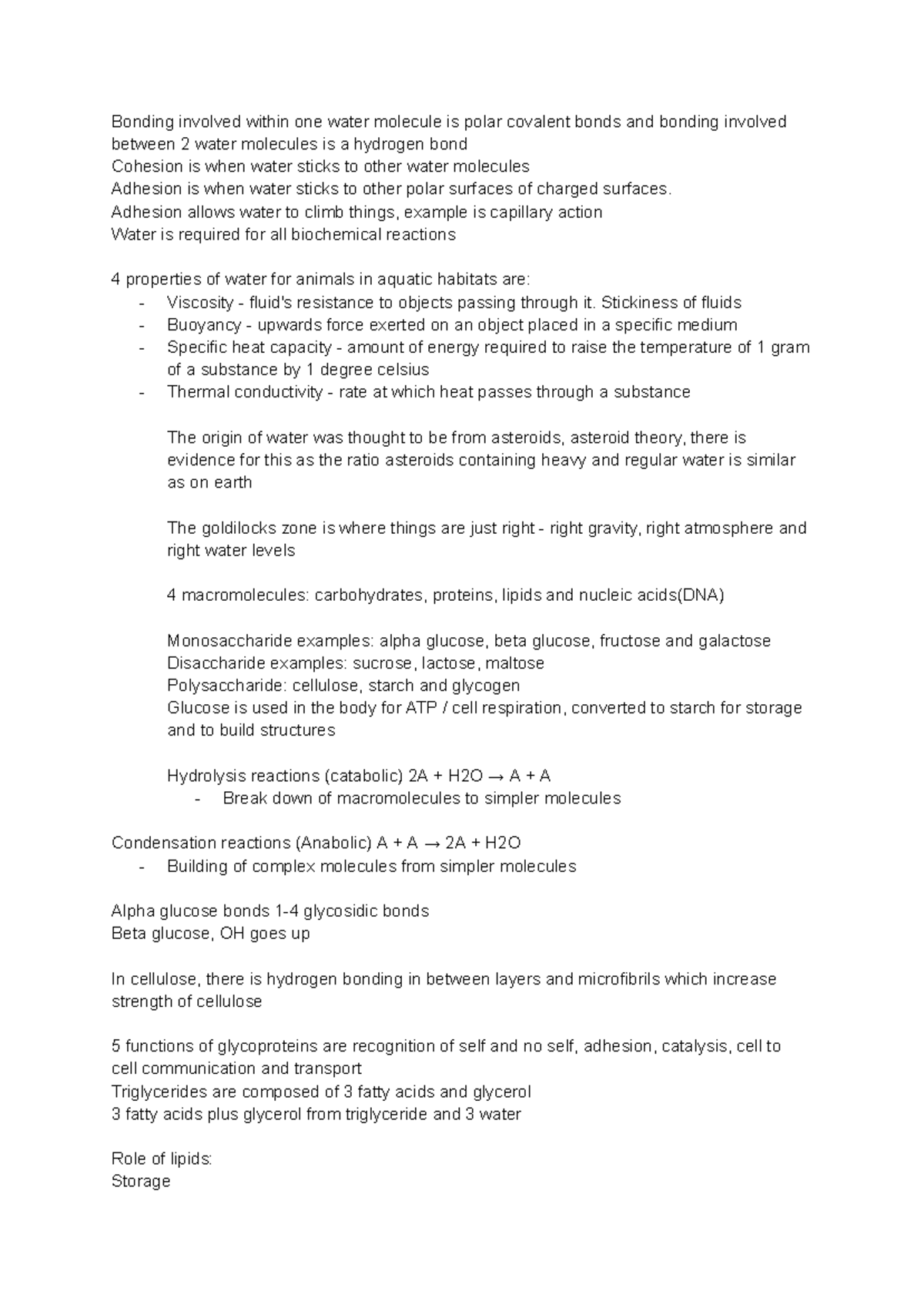 Bio unit 3 - Summary of unit 3 cell respiration, photosynthesis and gas ...