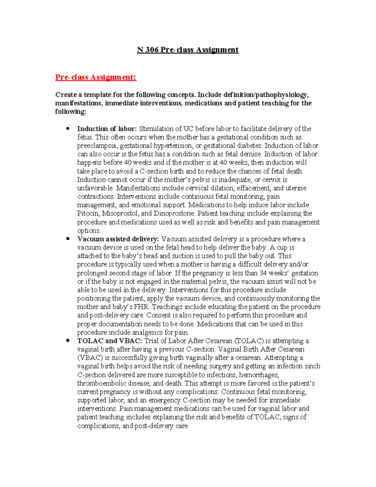 N306 week 6 PCA - week 6 - N 306 Pre-class Assignment Pre-class ...