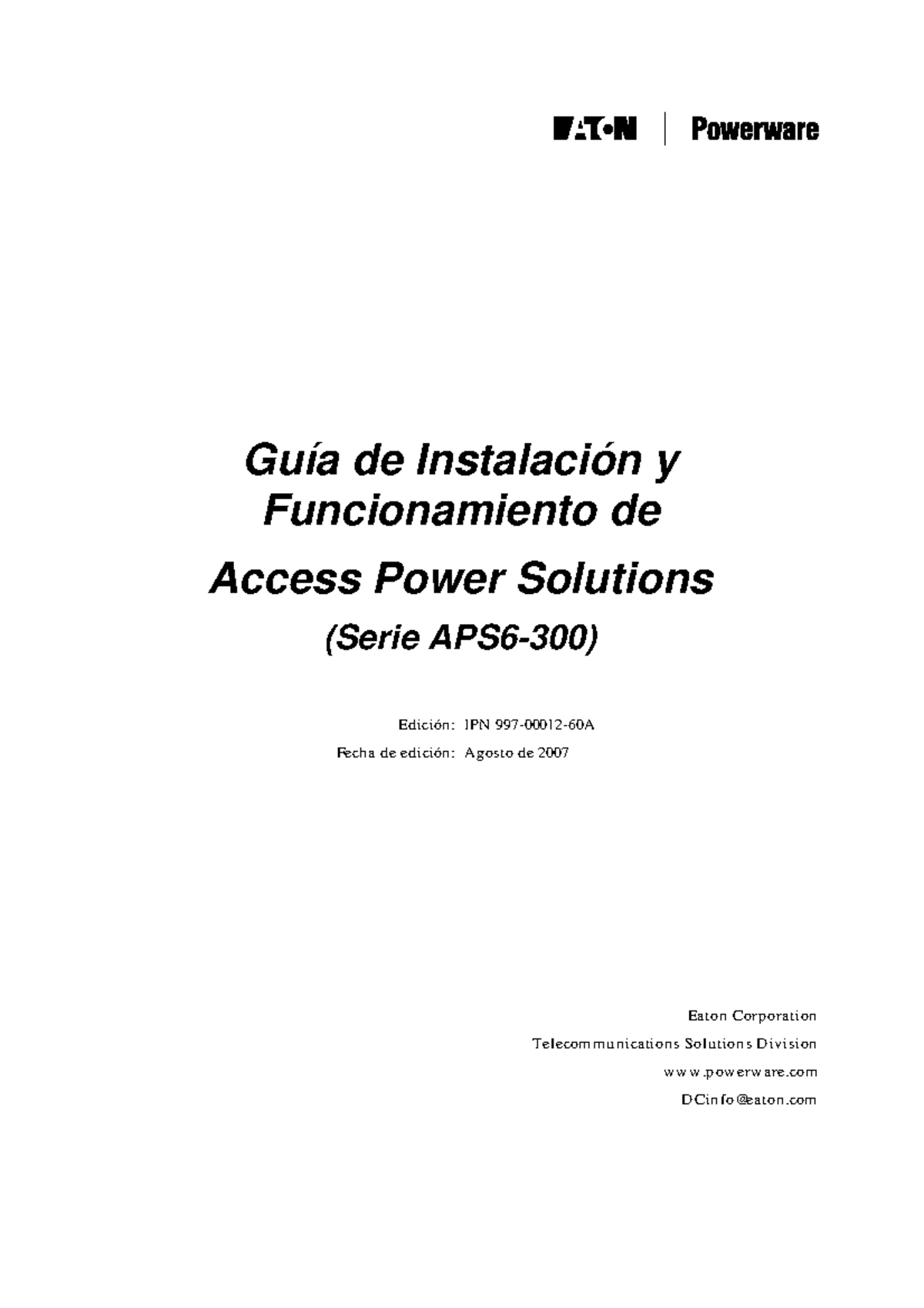 APS6 Guia de Instalacion y Funcionamiento - Guía de Instalación y ...