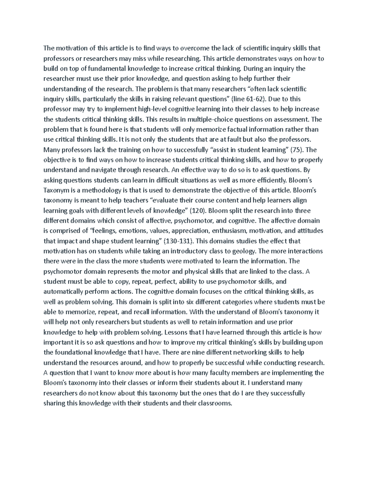 Reading Article assignment 1 - The motivation of this article is to ...