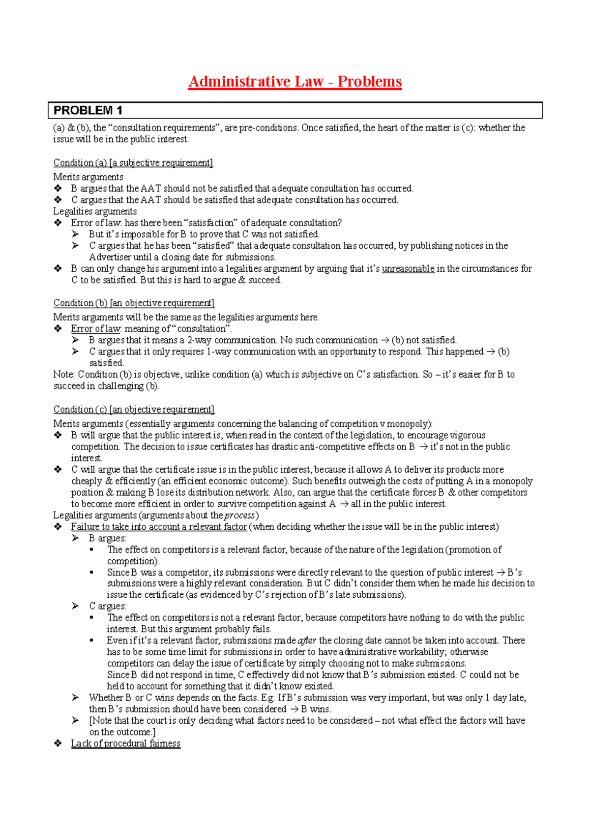 Admin Problems - School of Law - Administrative Law - Problems PROBLEM ...