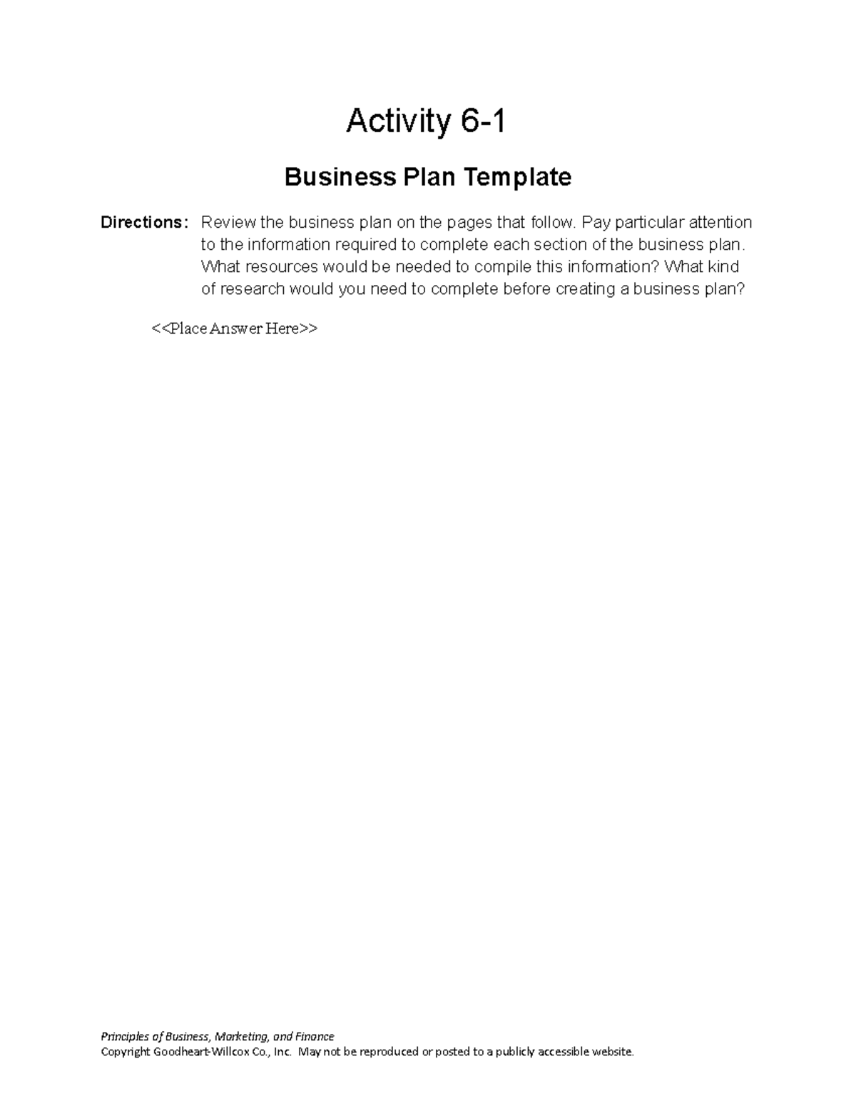 6 1 businessplan - Sysywhwhwhww - Activity 6- Business Plan Template ...