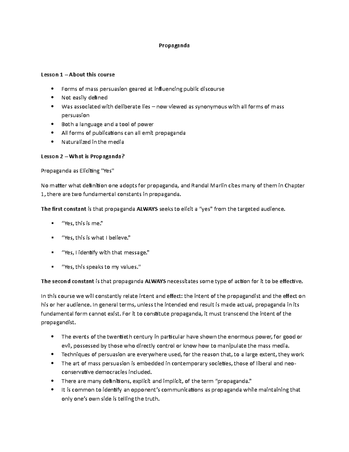 Propaganda - all lessons - received an A- in the class - Propaganda ...