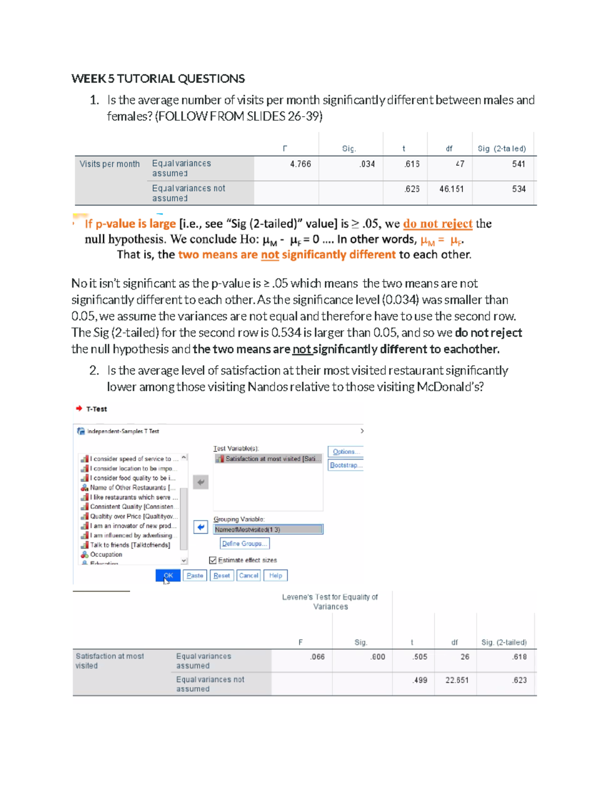 Marketing Research Tutorial Questions - WEEK 5 TUTORIAL QUESTIONS Is the average number of ...