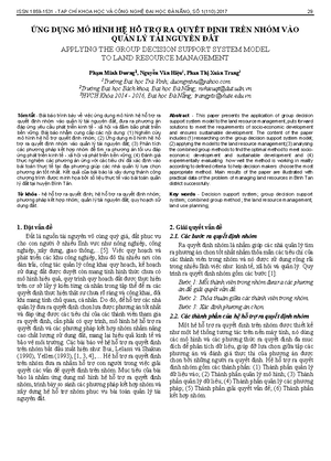 BT QL Mo hinh - Quy hoach tuyen tinh - Hệ hỗ trợ quyết định ThS. Nguyễn Hồ Duy Trí ~ 1 ~ TRƯỜNG ...