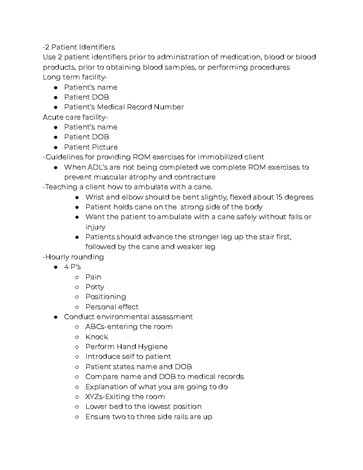 311 Midterm Review - Lm Jon -2 Patient Identifiers Use 2 patient ...