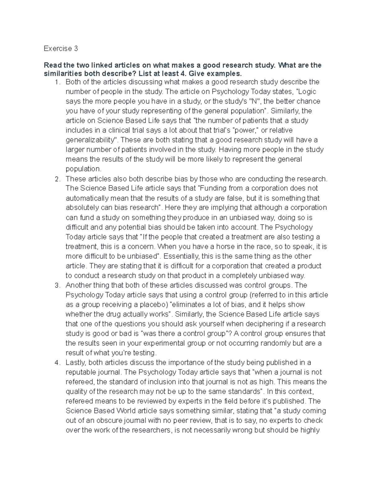 Class Exercise 3 Submission - Exercise 3 Read the two linked articles ...