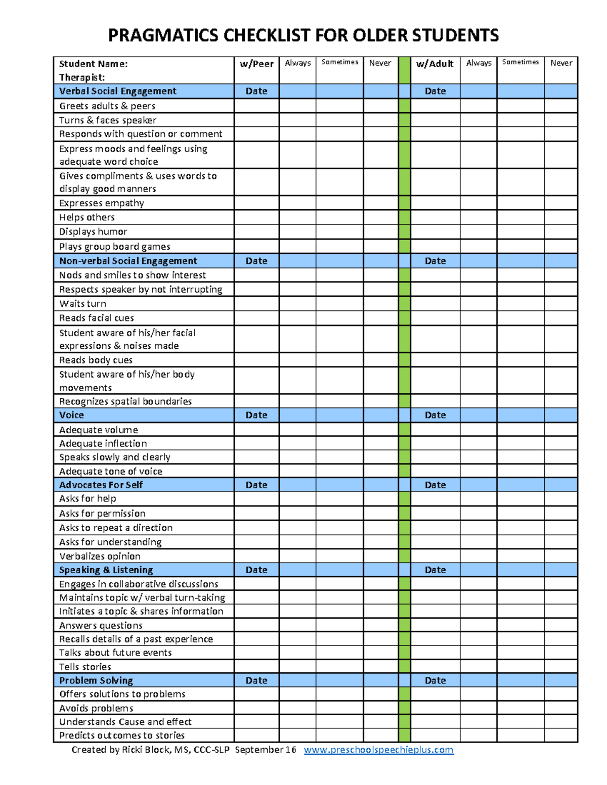 Pragmatics Checklist Self Ratefor Older Students-1 - PRAGMATICS ...
