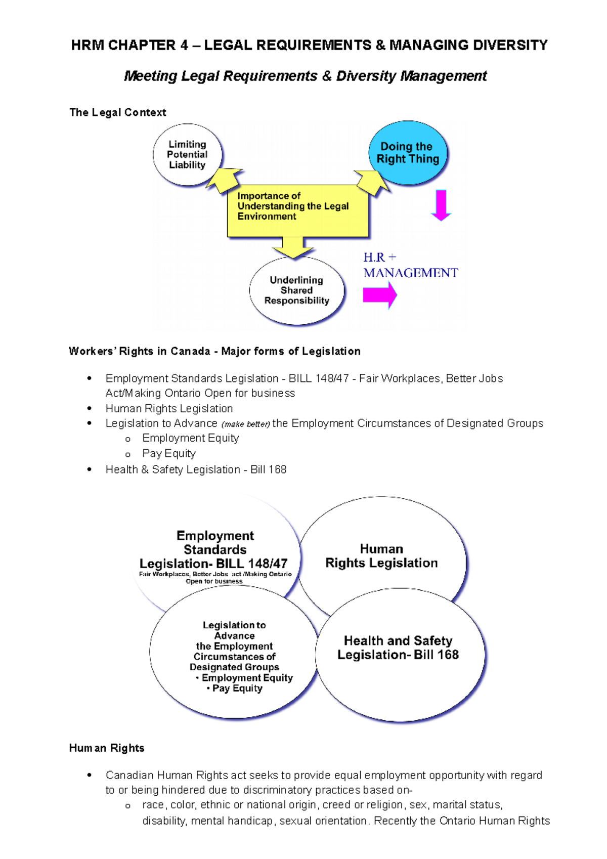 HRM Chapter 4 – Legal Requirements & Managing Diversity - HRM CHAPTER 4 – LEGAL REQUIREMENTS ...