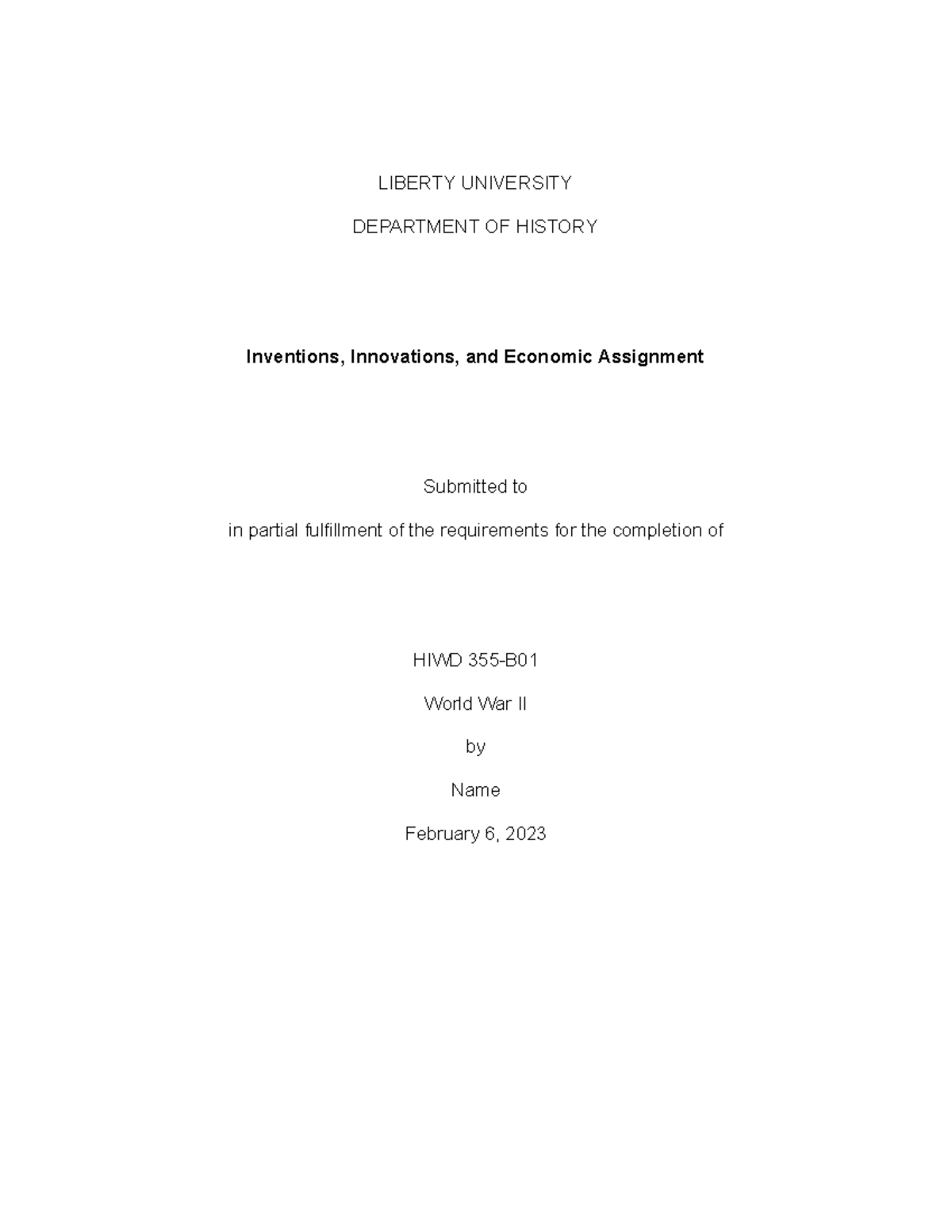 Untitled document (43) - LIBERTY UNIVERSITY DEPARTMENT OF HISTORY ...