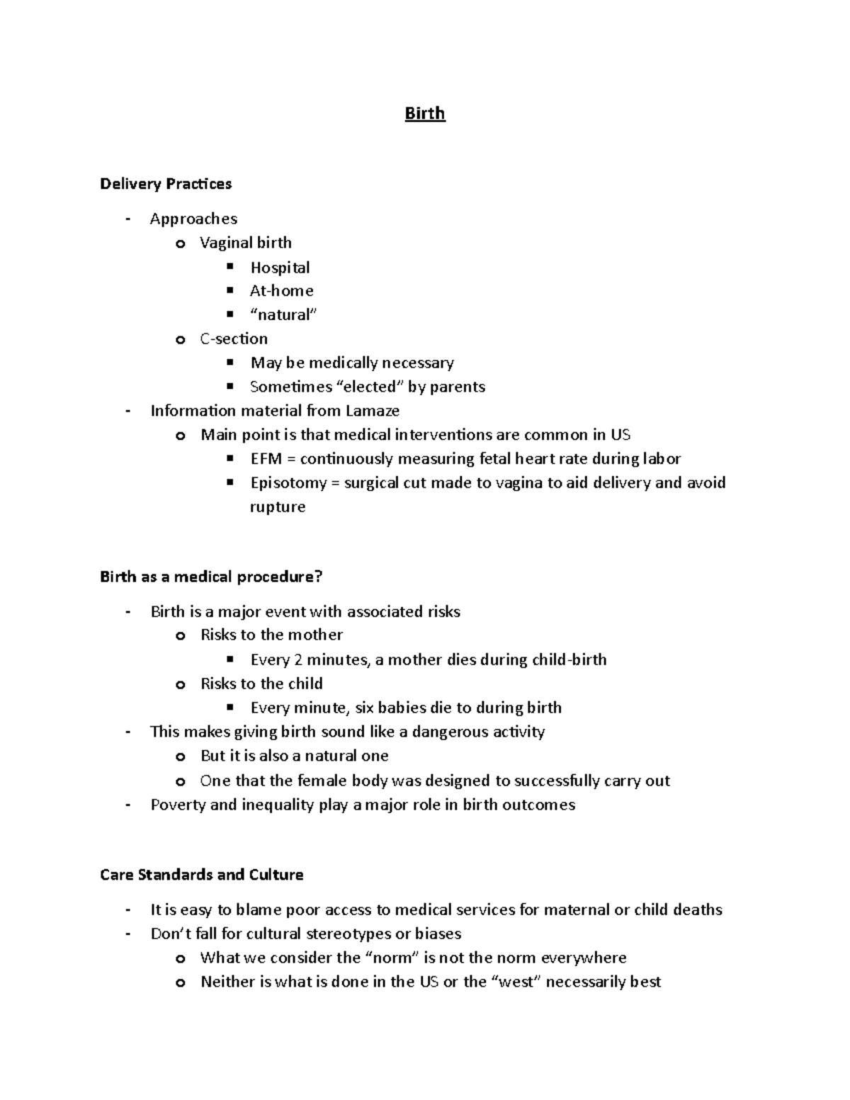 Birth Notes - Birth Delivery Practices - Approaches o Vaginal birth ...