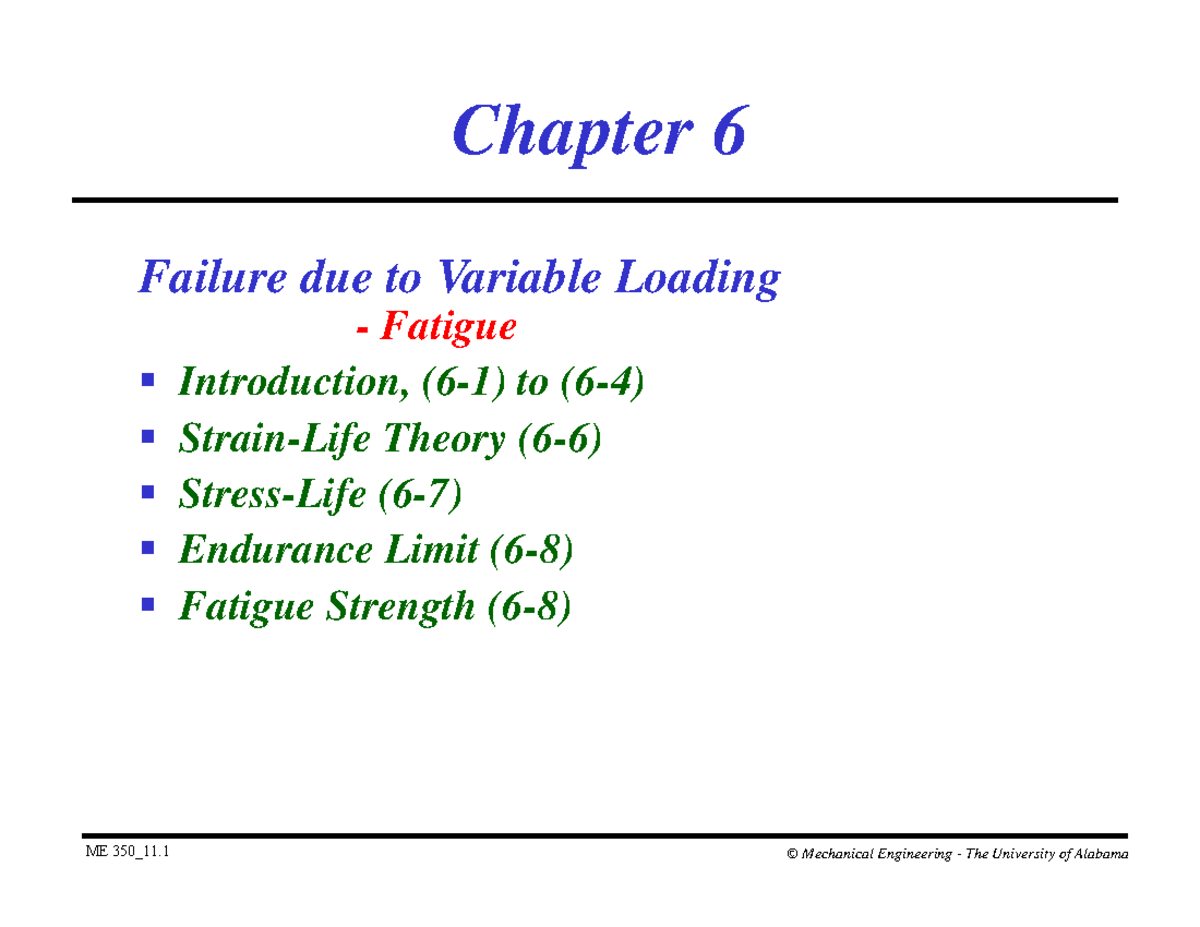 ME350 Su20 Set 11 HO - notes - Chapter 6 Failure due to Variable ...