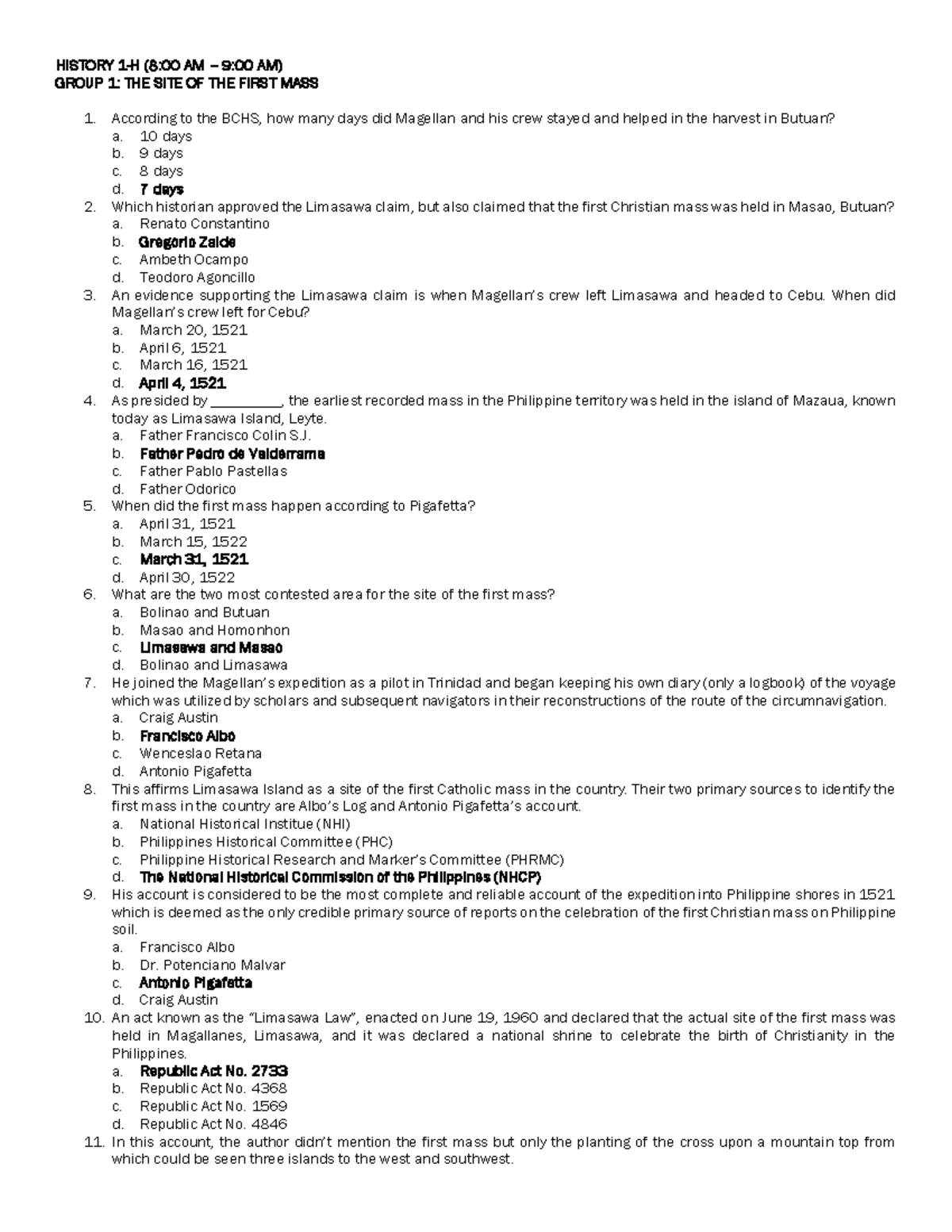 Reviewer IN History - None - HISTORY 1 - H ( 8 : 00 AM – 9 : 00 AM ...