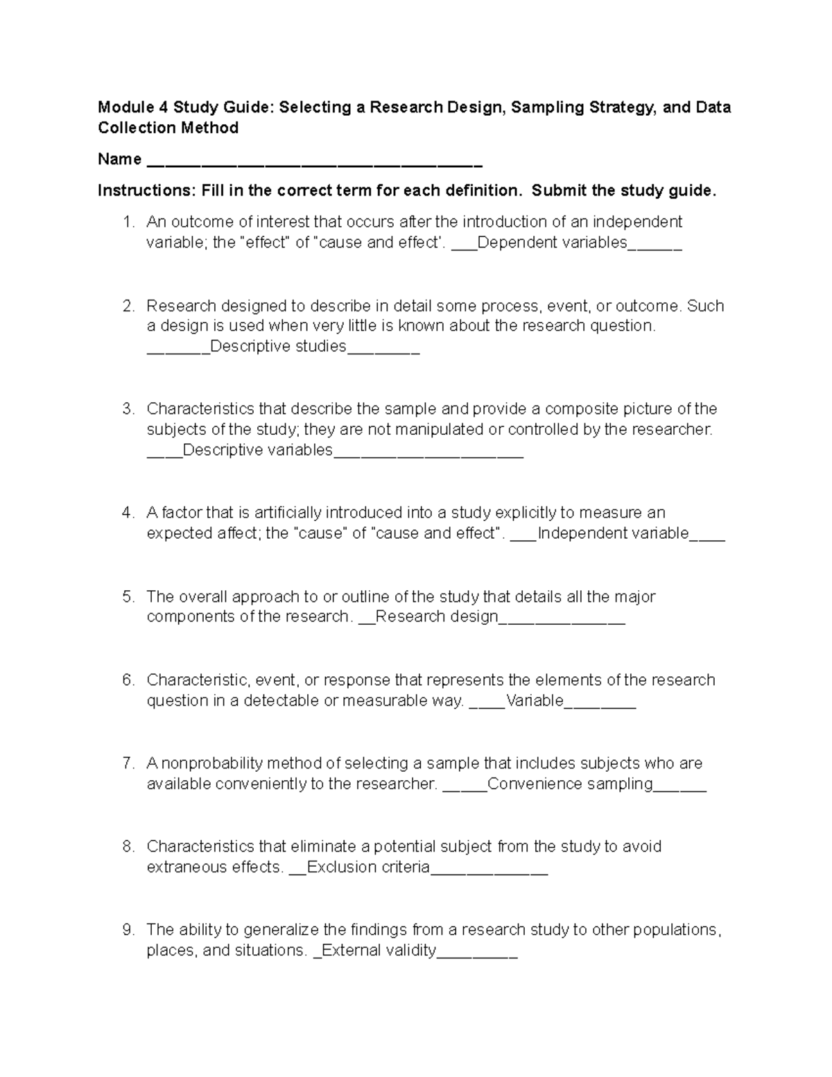 NUR 4310 Module 4 Study Guide - Module 4 Study Guide: Selecting a ...