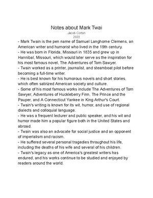 Untitled document - We had to take notes on famous writers and I chose ...