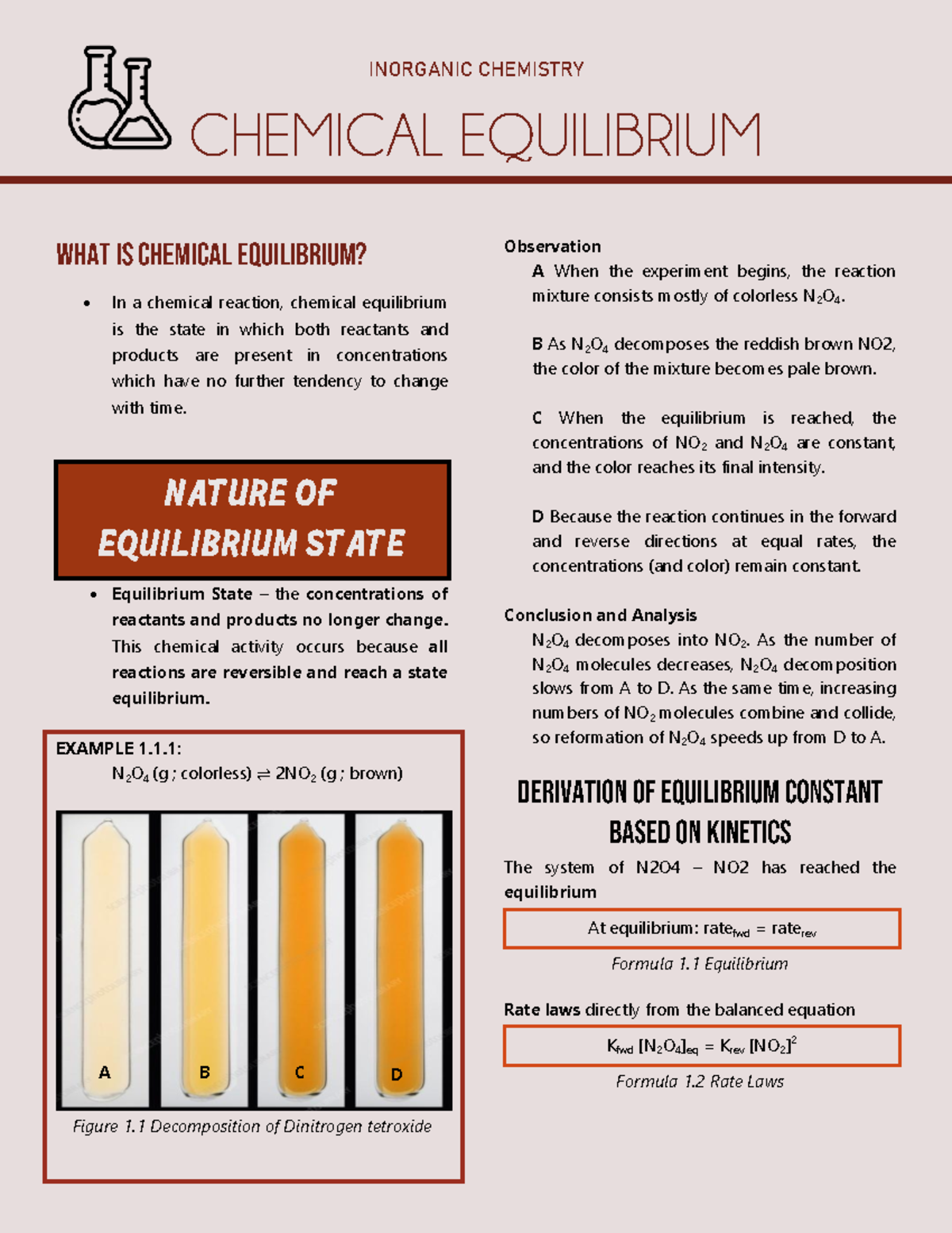 Chemical equilibrium - INORGANIC CHEMISTRY CHEMICAL EQUILIBRIUM In a ...