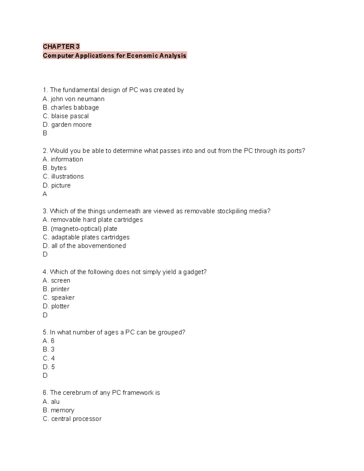 Chapter 3 Computer Applications for Economic Analysis - CHAPTER 3 ...