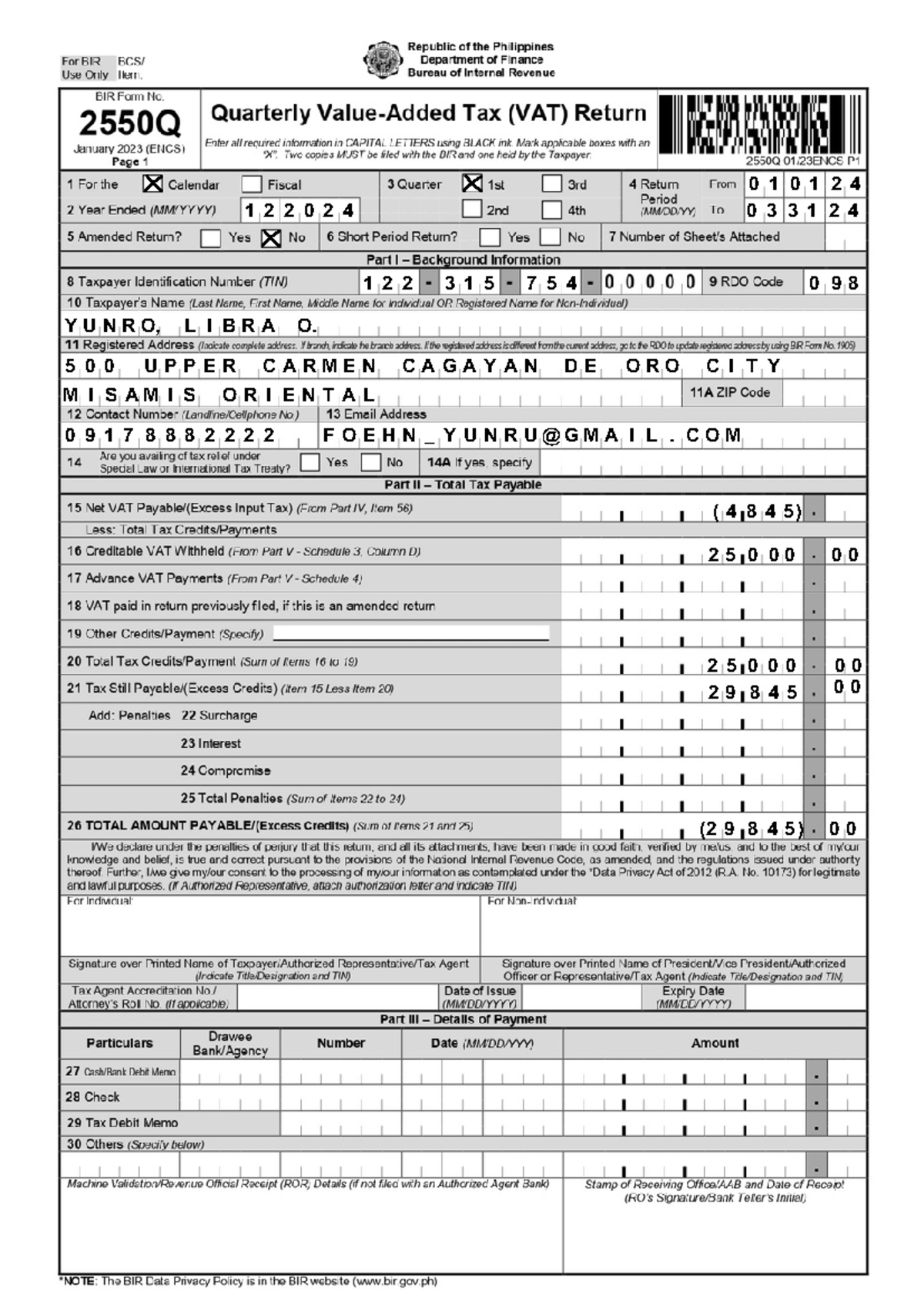 VAT- Return-2 - Business Tax Vat Return Task - Y U N R O, L I B R A O ...