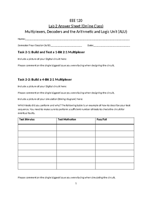 Lab4 Template - CSE/EEE 120 Lab 4 Answer Sheet The Complete Microprocessor - Studocu