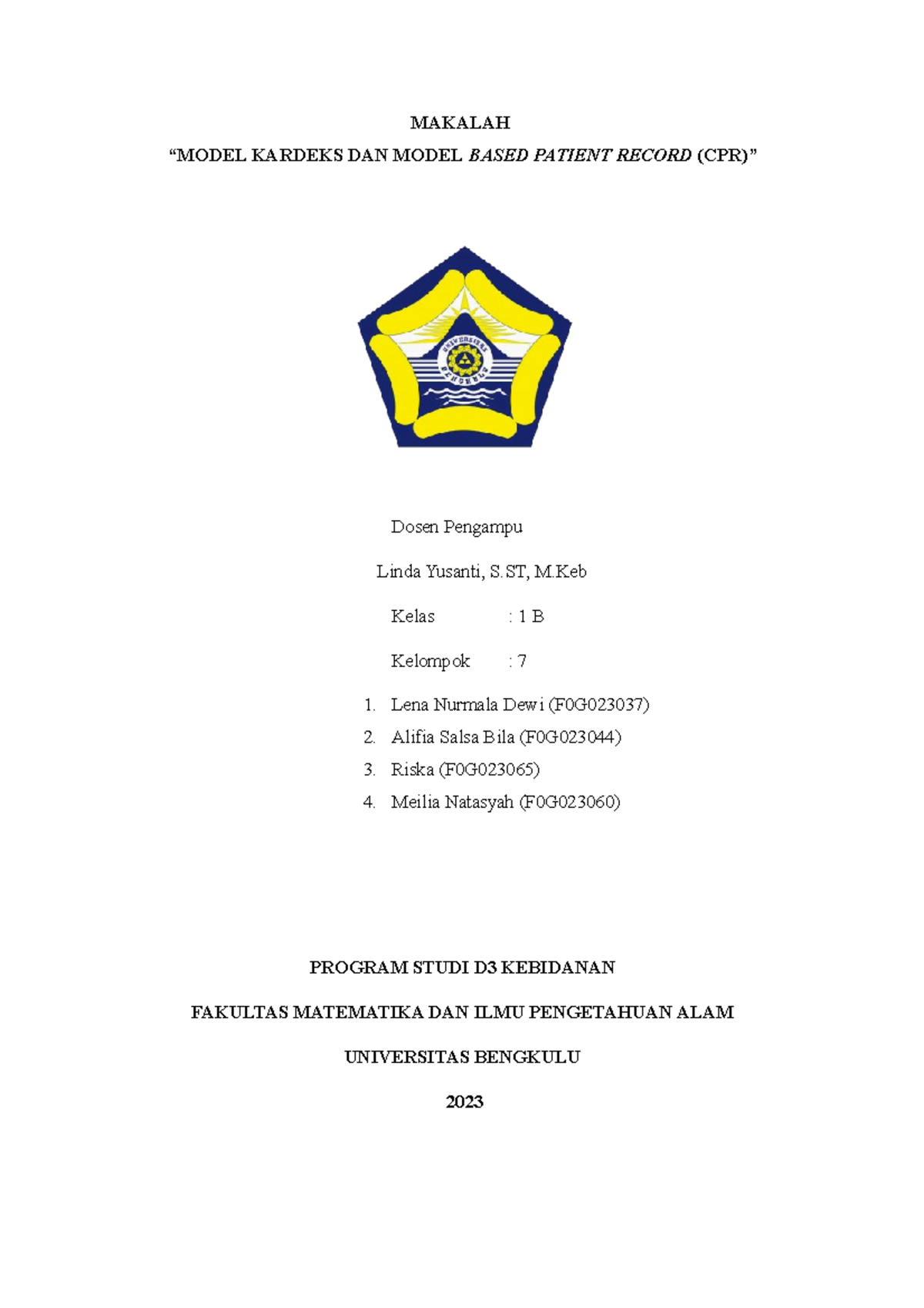 Dokeb Kardeks dan CPR Kel. 7 - MAKALAH “MODEL KARDEKS DAN MODEL BASED ...