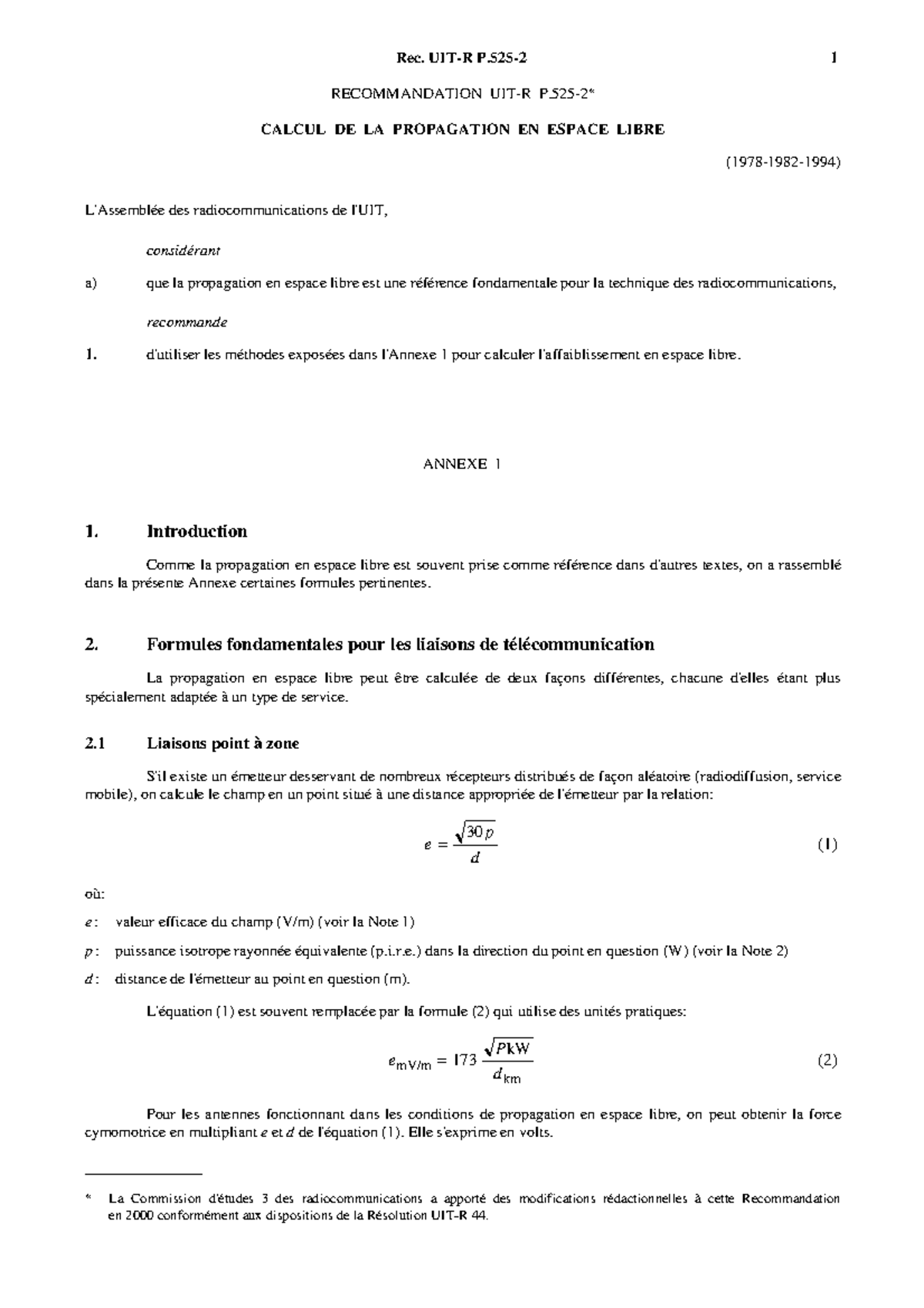 R-REC-P - aucun - Rec. UIT-R P-2 1 RECOMMANDATION UIT-R P-2∗ CALCUL DE ...