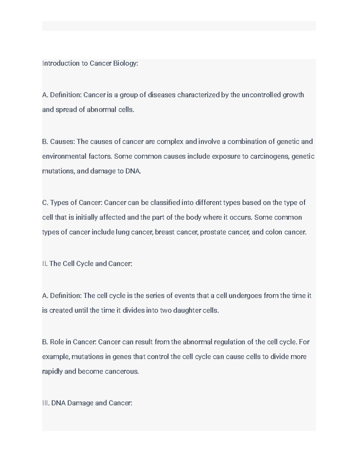 Cancer biology - Introduction to Cancer Biology: A. Definition: Cancer ...