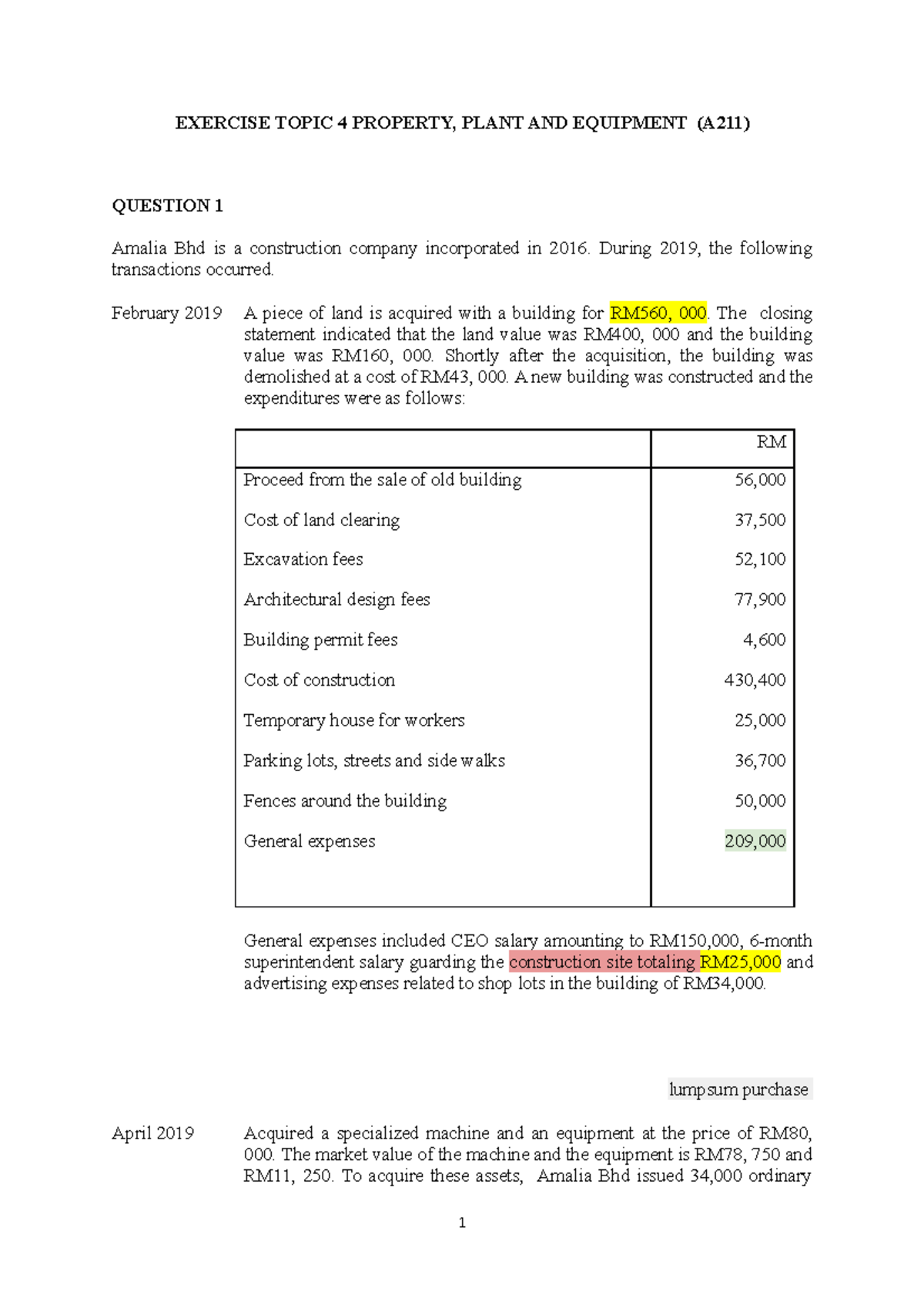 Exercise PPE Question - Management Accounting and Control - UKM - Studocu