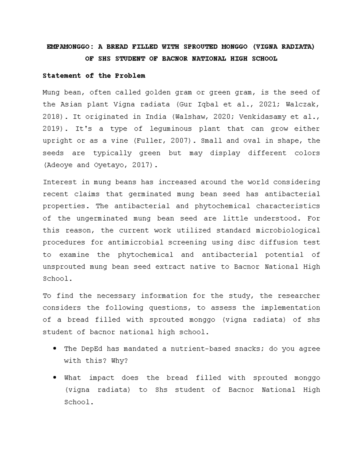 Research Proposal kamiya - EMPAMONGGO: A BREAD FILLED WITH SPROUTED ...