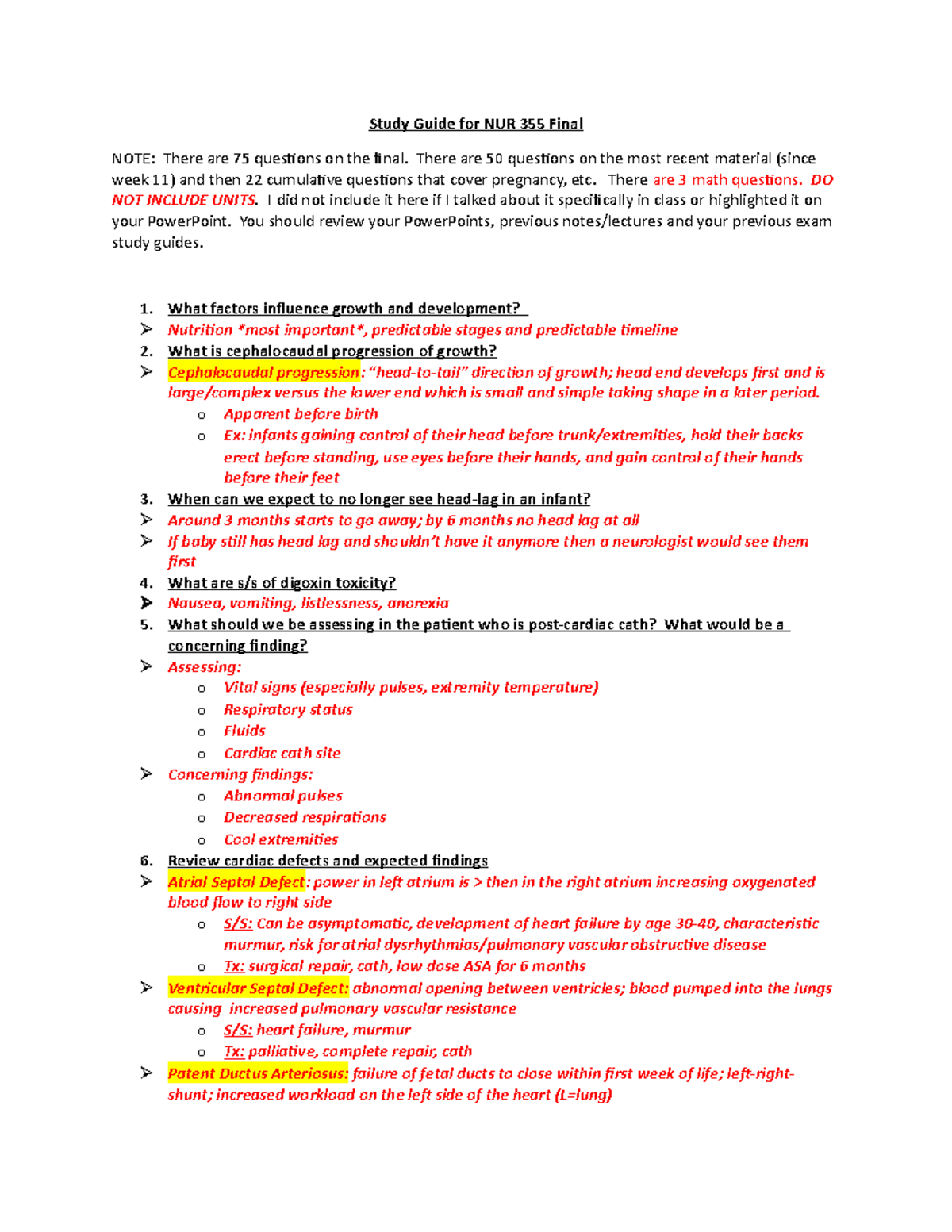 355 Final Exam Study Guide - Study Guide for NUR 355 Final NOTE: There ...