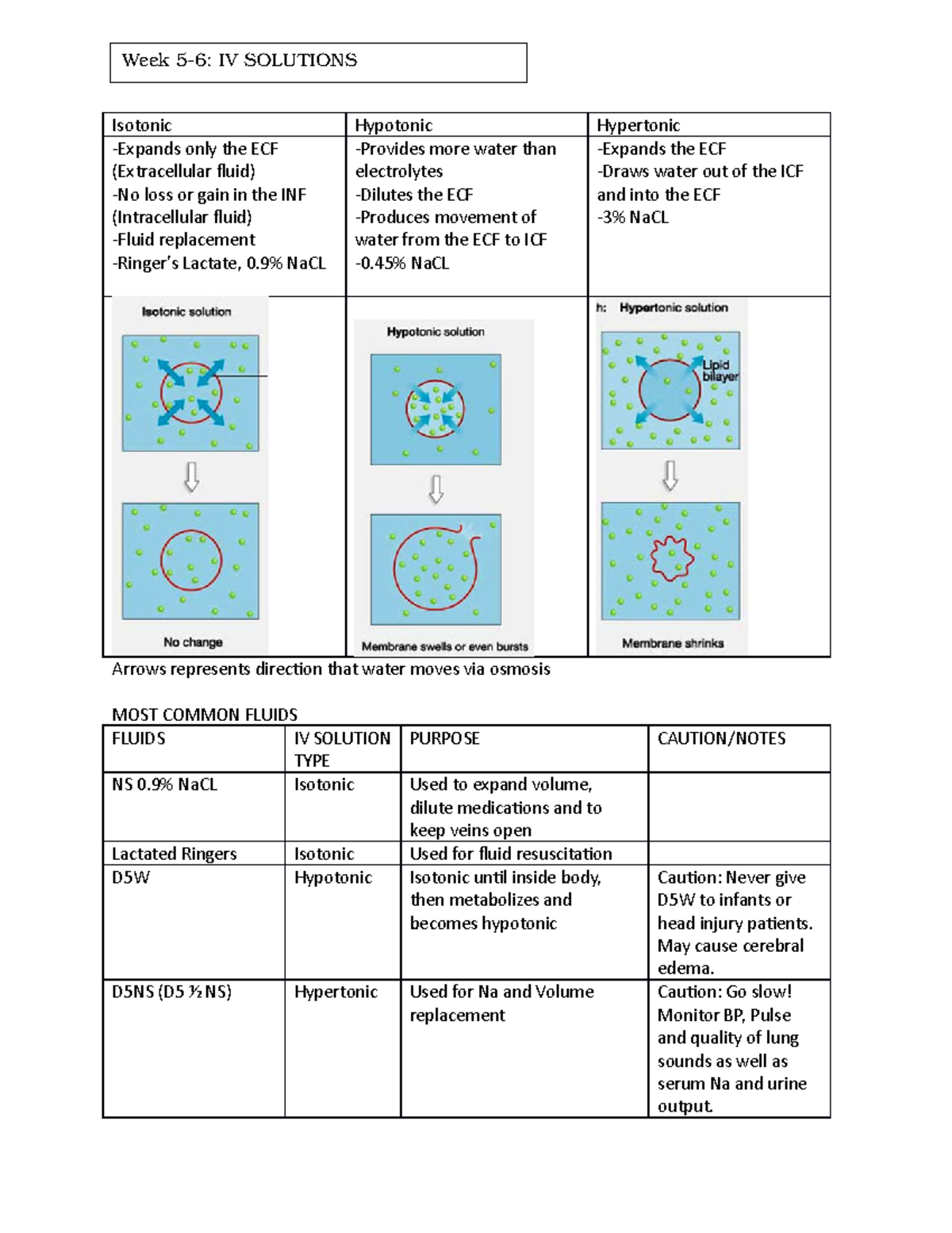 Medical Surgical Review- Practical Nursing - Isotonic Hypotonic ...
