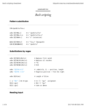 Bash-cheatsheet - Bash command cheat sheet - #!/bin/bash - Studocu