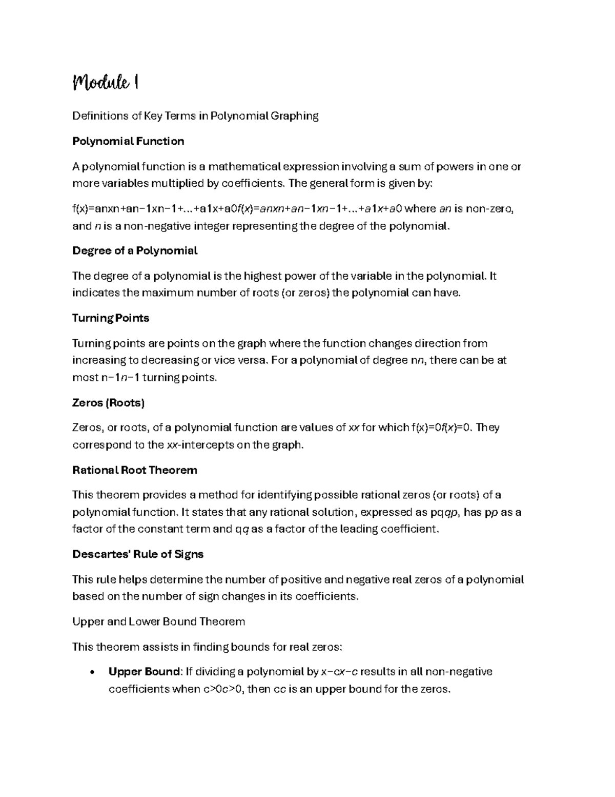 Math Terms (1-5) - vccvcvvx - Definitions of Key Terms in Polynomial ...