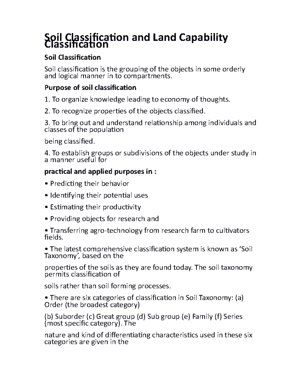 Soil Classification and Land Capability - Soil Classification and Land ...