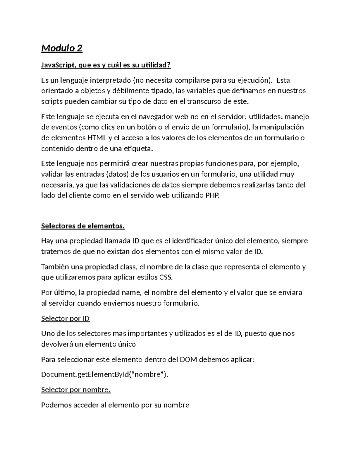 Modulo 2 Programacion Web - Modulo 2 JavaScript, que es y cuál es su utilidad? Es un lenguaje ...