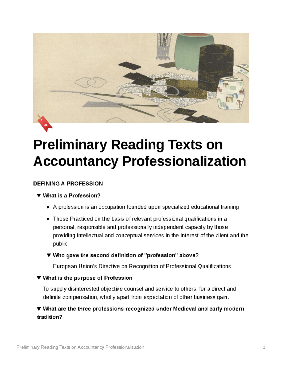 Preliminary Reading Texts on Accountancy Professionalization - 🔖 ...