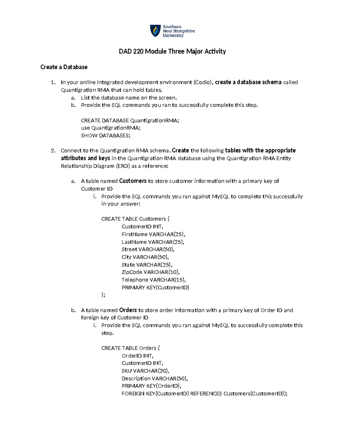 DAD 220 3-2 - Got an A 100/100 - DAD 220 Module Three Major Activity ...