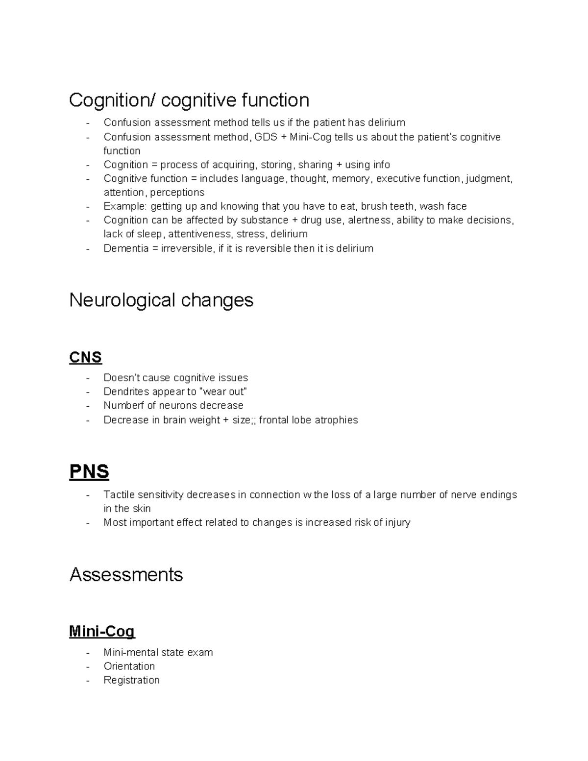 Session 2 - Notes - Cognition/ cognitive function - Confusion ...