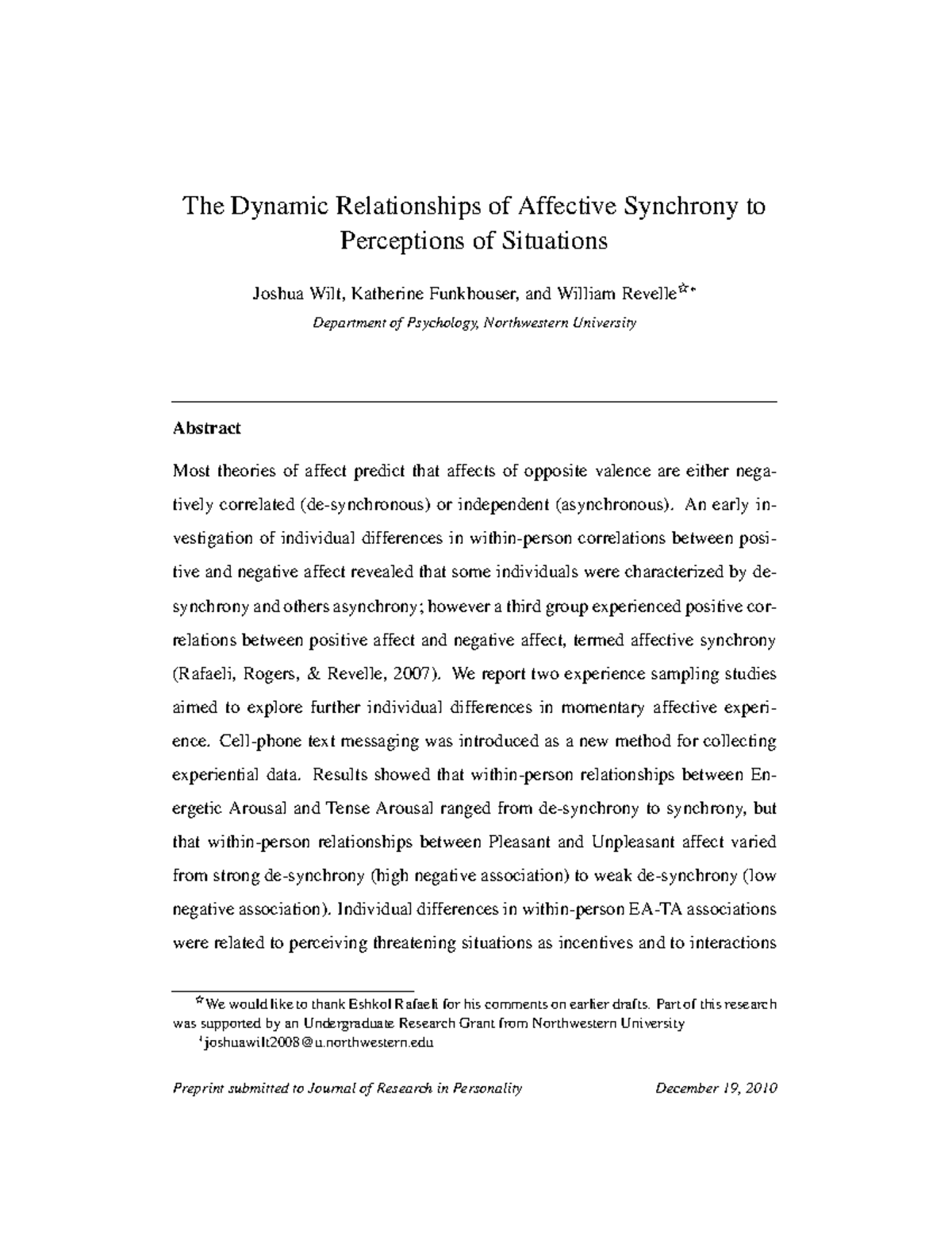 The dynamic relationships of affective s - The Dynamic Relationships of ...