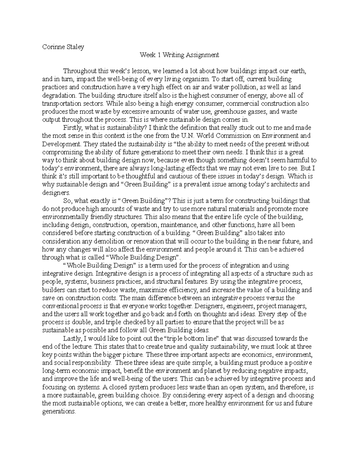 Week1 Writing Assignment - Corinne Staley Week 1 Writing Assignment ...