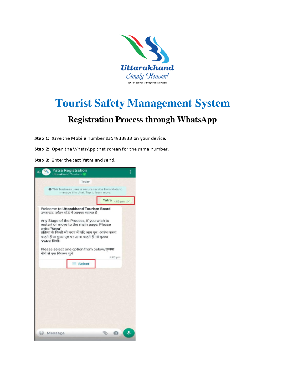 Tourist Safety management System Whats App - Tourist Safety Management ...