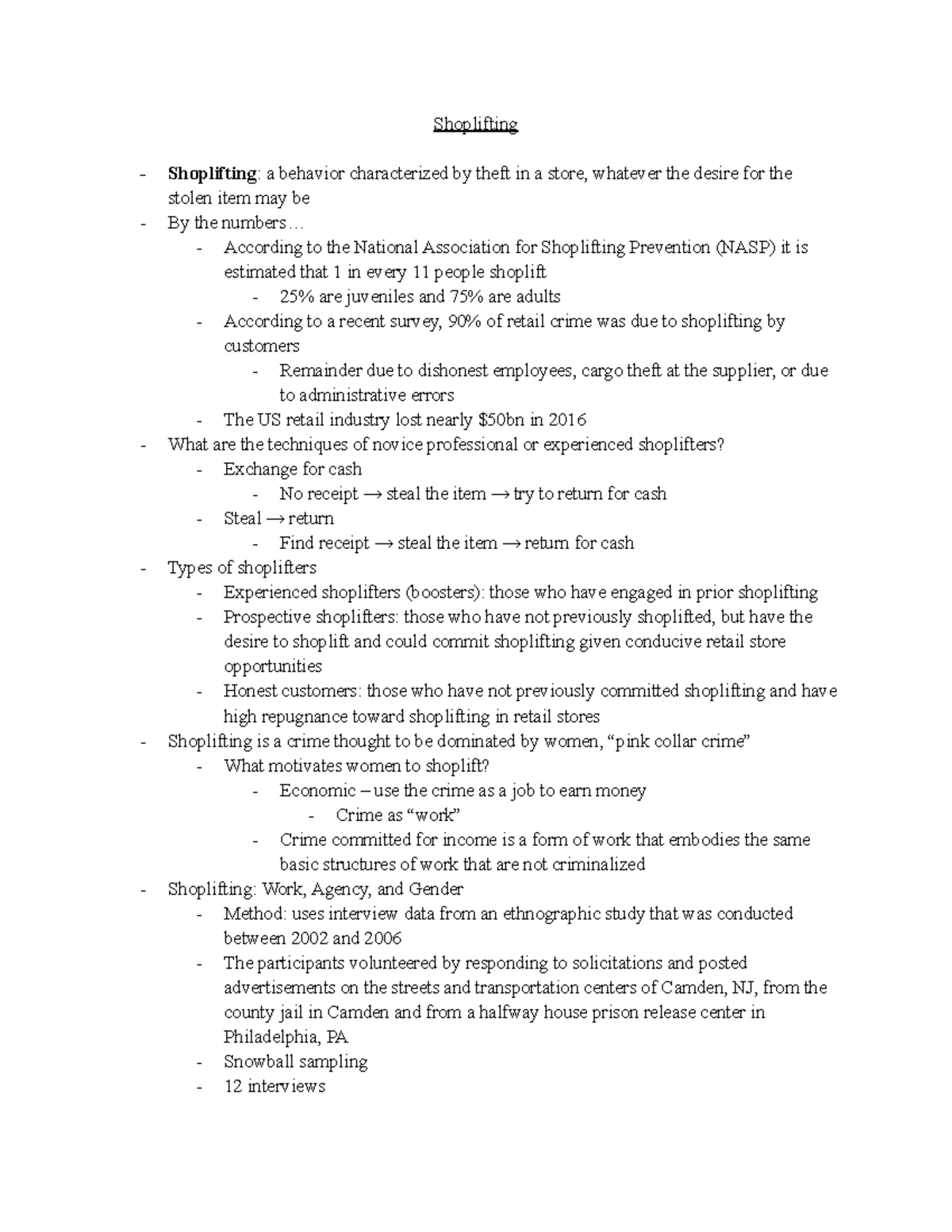 Lecture 10 - Introduction to Shoplifting - Shoplifting Shoplifting: a ...